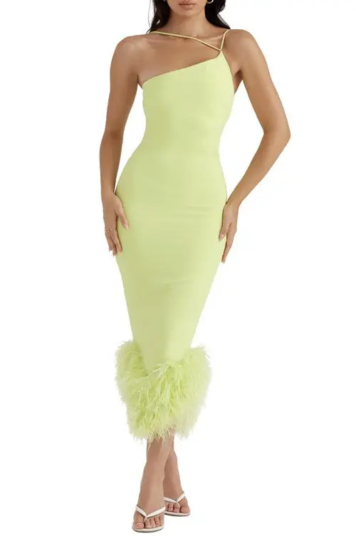 House Of Cb Alessia Feather Trim Dress