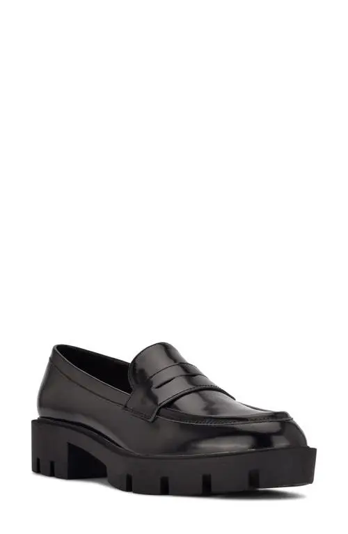 Nine West Maibel Platform Penny Loafer - Black Patent