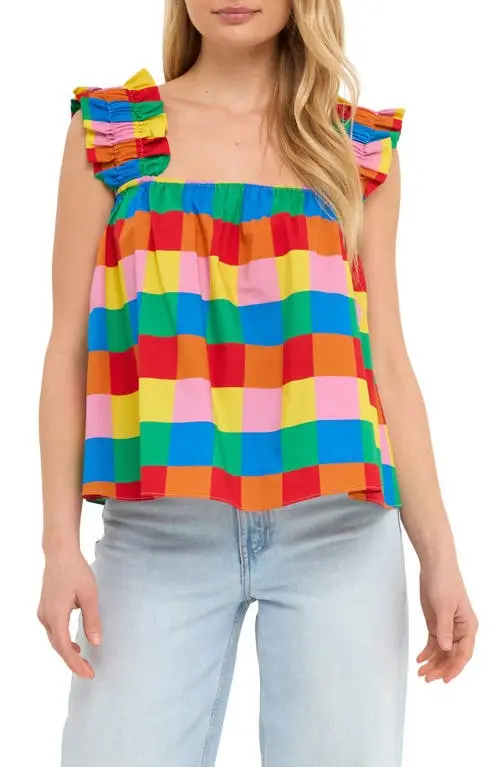 English Factory Rainbow Check Cotton Tank