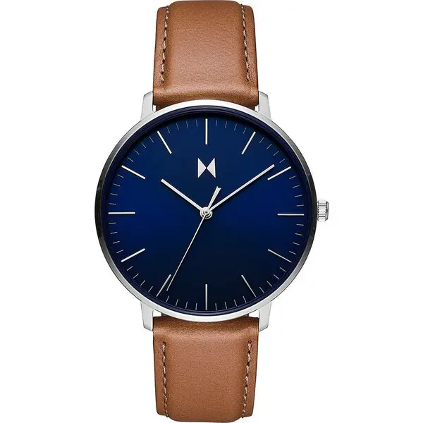 MVMT Legacy Slim Leather Strap Watch - Blue