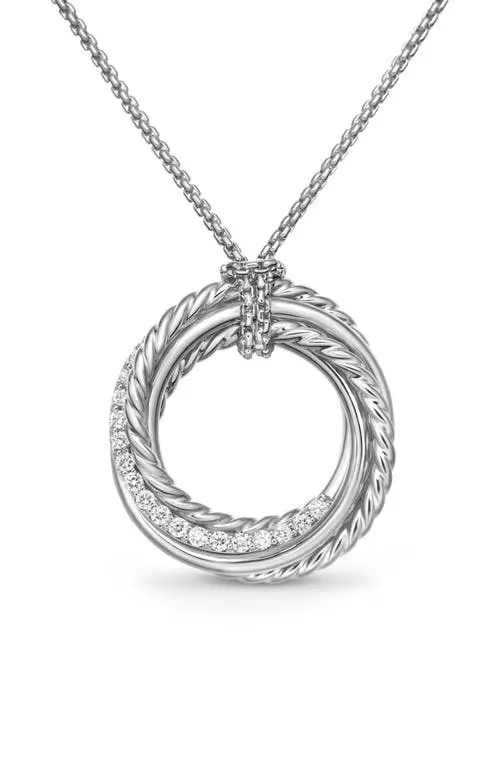 David Yurman Crossover Pendant Necklace With Diamonds - Silver/diamond