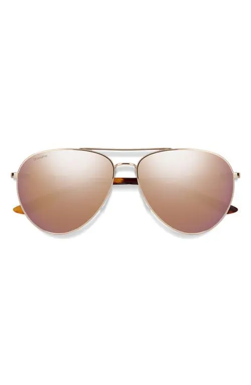 SMITH Layback 60mm Chromapop™ Polarized Aviator Sunglasses - Rose Gold/rose Gold Mirror