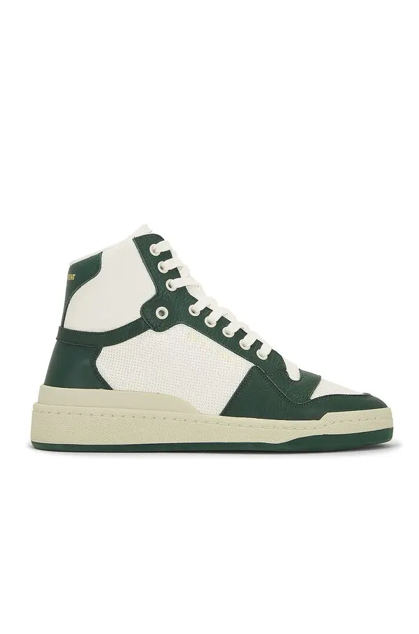 Saint Laurent Sl24 Mid-top Sneakers - White & Green