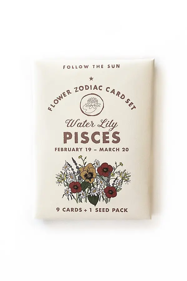 THREE POTATO FOUR Flower Zodiac Sticker Card Set - Pisces