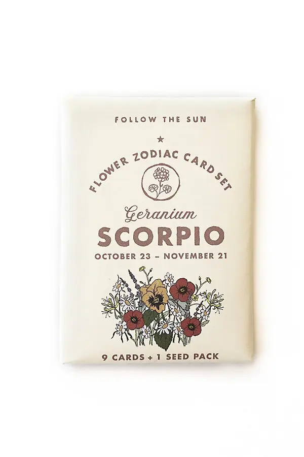 THREE POTATO FOUR Flower Zodiac Sticker Card Set - Scorpio