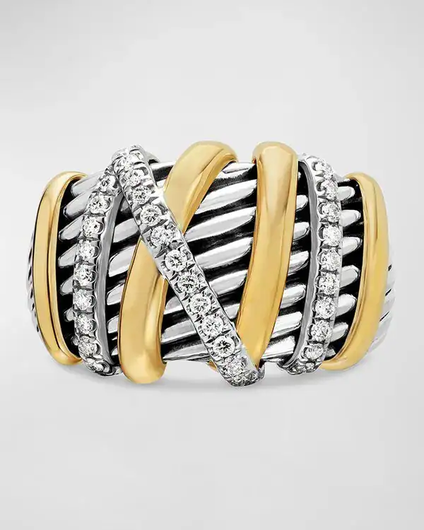 David Yurman Helena Ring W/ Diamonds & 18k Gold - White/silver ...