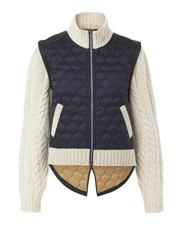 Veronica Beard Patra Mixed Media Jacket Navy Editorialist