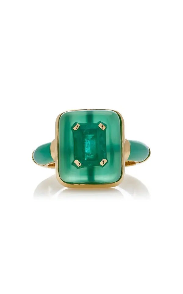 Sauer Alix 18k Yellow Gold Emerald; Agate Ring Gifts For Her - Green | Editorialist