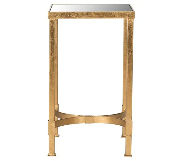 SAFAVIEH Halyn Gold Leaf Mirror Top End Table