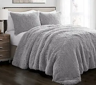 LUSH DECOR Emma Faux Fur Comforter Full/queen 3-pc Set Ush Decor