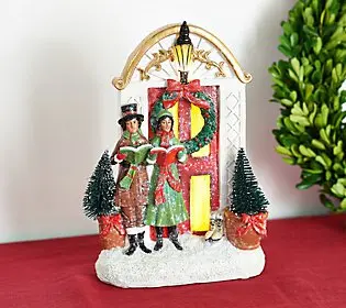 VALERIE PARR HILL Illuminated Welcome Home Front Door Scene Valerie