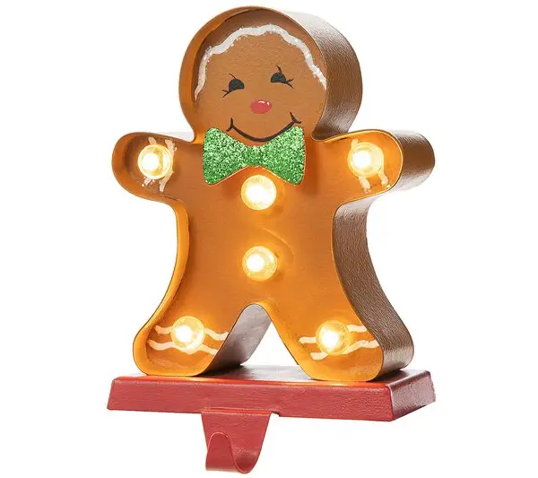 GLITZHOME 7.25'h Led Gingerbread Christmas Cking Holder