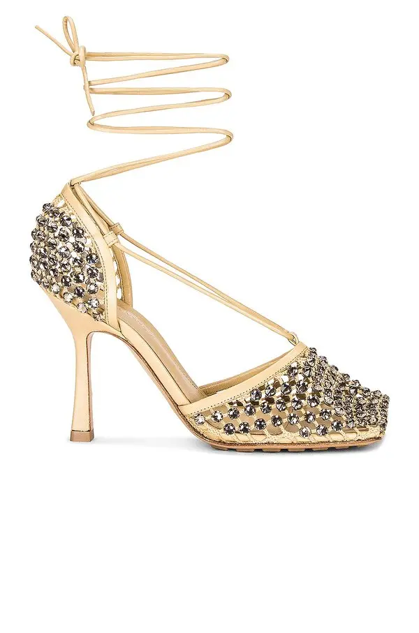 Bottega Veneta Sparkle Stretch Lace-up Sandals