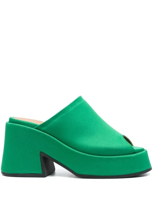 GANNI Leather Open Toe Sandals - Green
