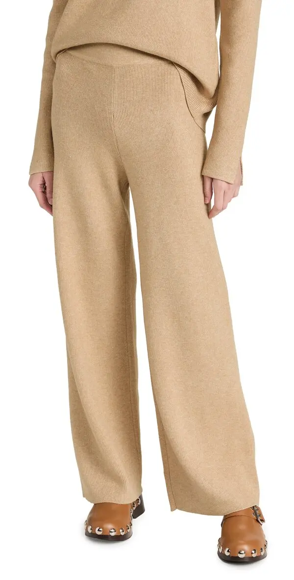 English Factory Knit Wide Leg Pants - Camel