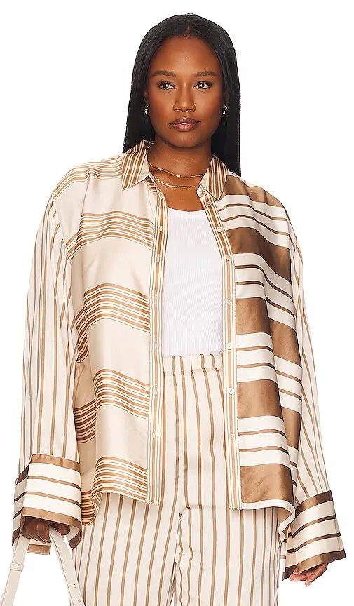 L'academie The Katy Blouse - Brown & Ivory Stripe