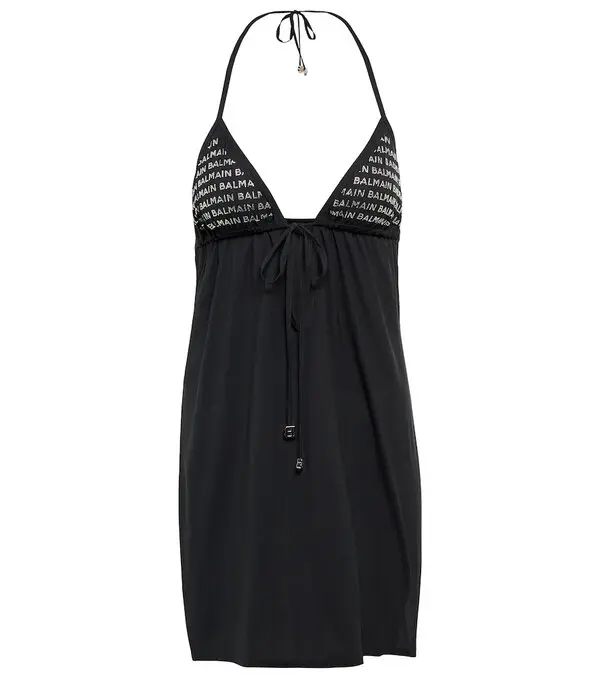 Balmain Embellished Halterneck Minidress