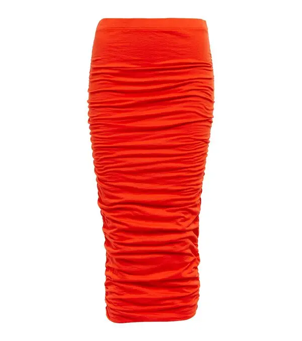 Velvet By Graham & Spencer Lisa Ruched Jersey Midi Skirt - Red