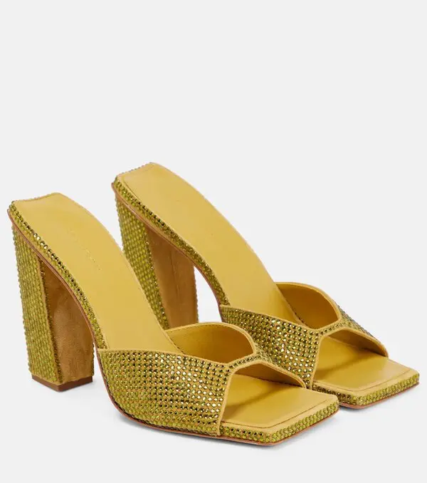 Gia Borghini Gia/Rhw Rosie 14 Embellished Suede Mules In Green 