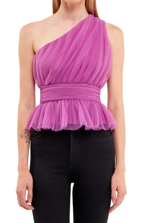 Endless Rose One-shoulder Tulle Top - Lavender