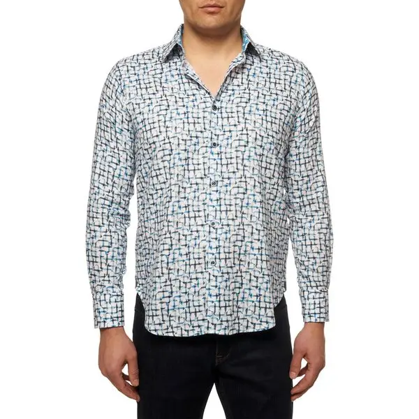 Robert Graham Kerberos Geo Print Button-up Shirt