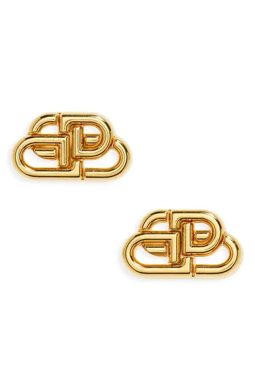 Balenciaga Interlocking Logo Stud Earrings Gold Editorialist
