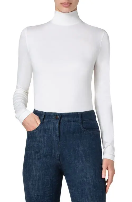 Akris Mock Neck Stretch Modal Top - 211 Off White