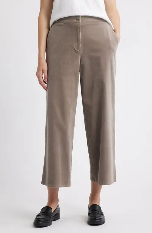 Eileen Fisher Wide-leg Cropped Corduroy Pants - Taupe
