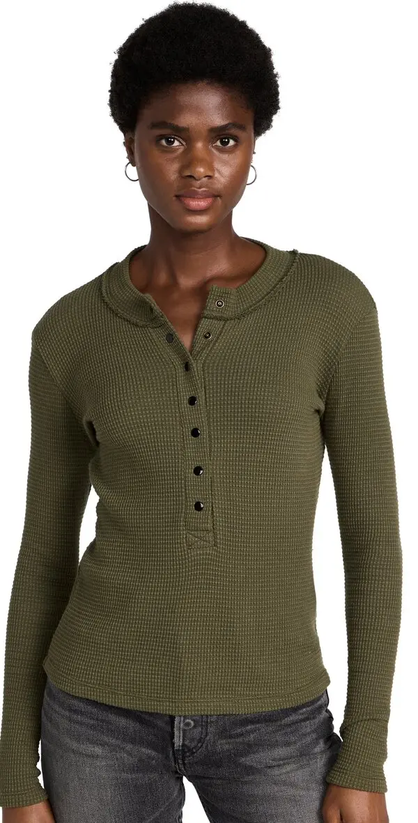 ASKK NY Snap Henley Top - Fatigue