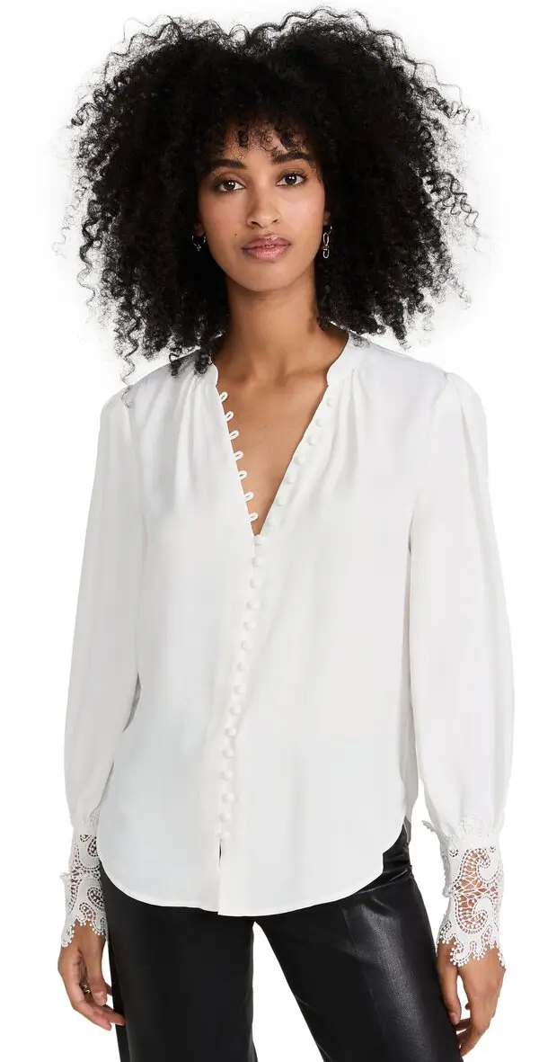 L'Agence Ava Lace Cuff Blouse - Ivory