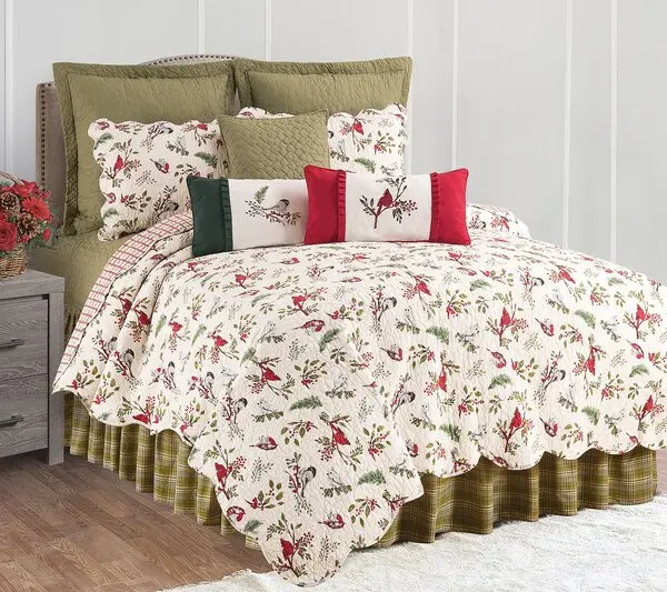 VALERIE PARR HILL Sprig Birds King Quilt Set Valerie
