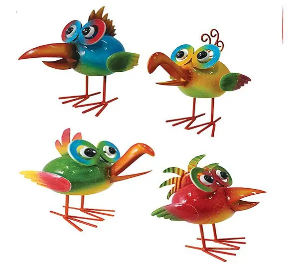 SANTA'S WORKSHOP Swi 8.35' Iron Baby Jungle Birds, Set Of 4