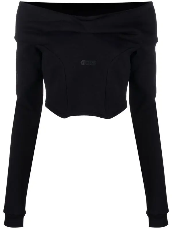 Gcds Off-shoulder Cropped Sweatshirt