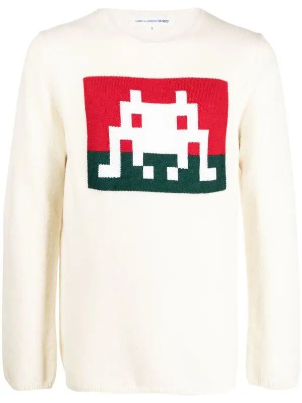 Comme Des Garçons Graphic-print Jumper - White