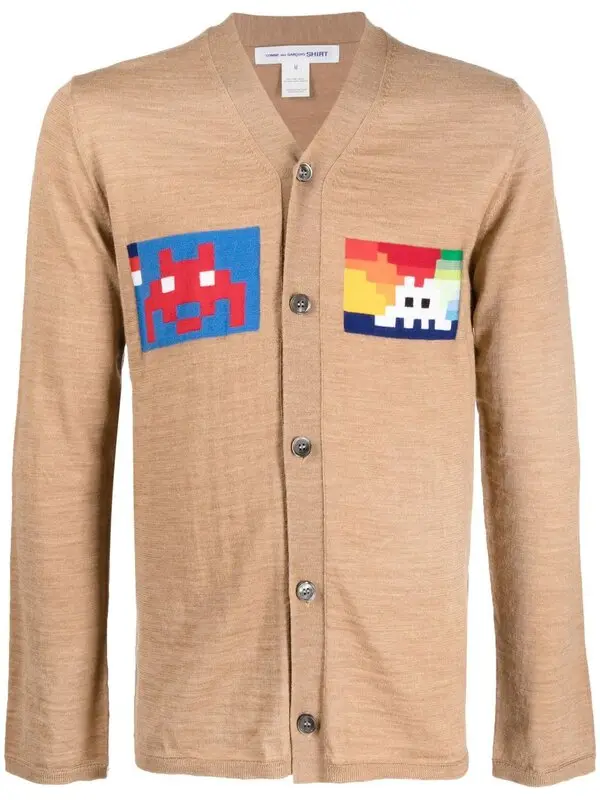 Comme Des Garçons Graphic-print V-neck Cardigan