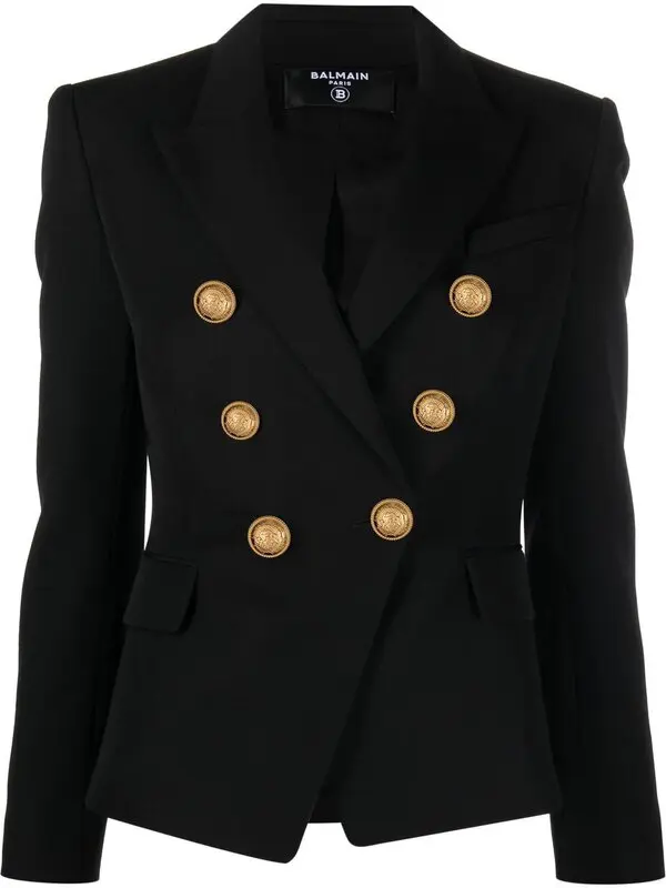 Balmain Double-breasted Wool Blazer - Black