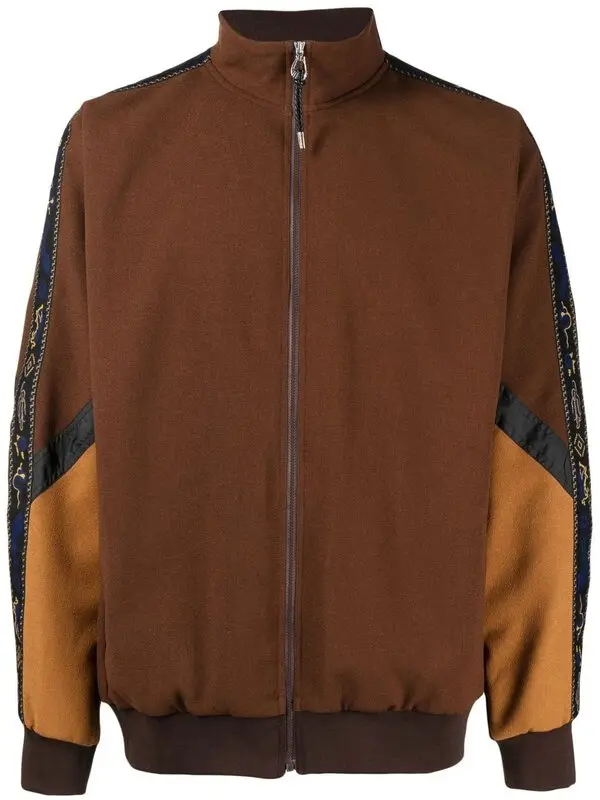 TOGA VIRILIS Colour-block Zipped Sweater - Brown