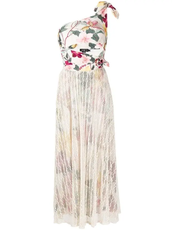 PatBO Hibiscus Floral-print One-shoulder Dress