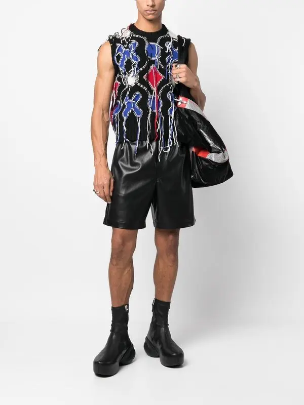 CHARLES JEFFREY LOVERBOY Guddle Sleeveless Frayed Knitted Vest