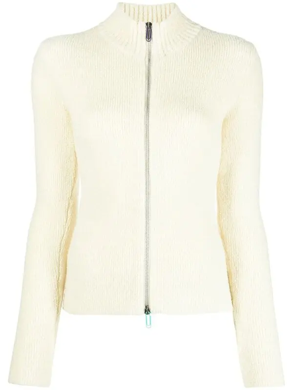 Off-White Knitted Zipped Cardigan