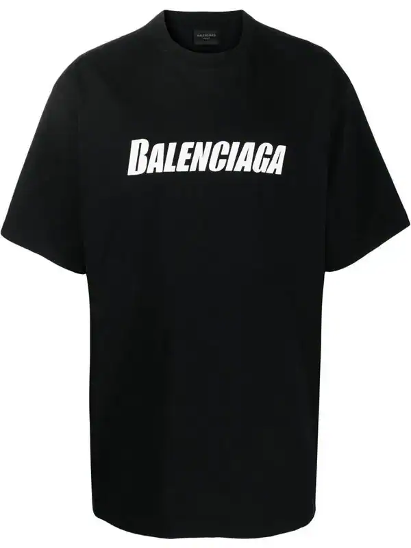 Balenciaga Logo-Print Cotton T-Shirt - Black | Editorialist