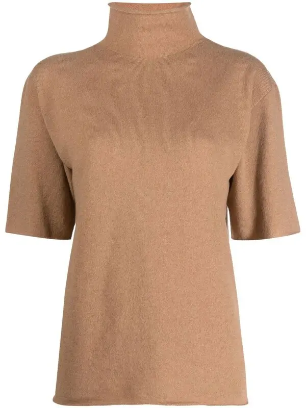 JIL SANDER Short-sleeved Knitted Top - Neutrals