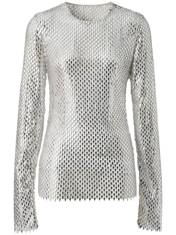 Burberry Metallic Paillette-embellished Mesh Top
