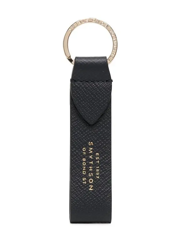 Smythson Logo-tag Keychain - Black