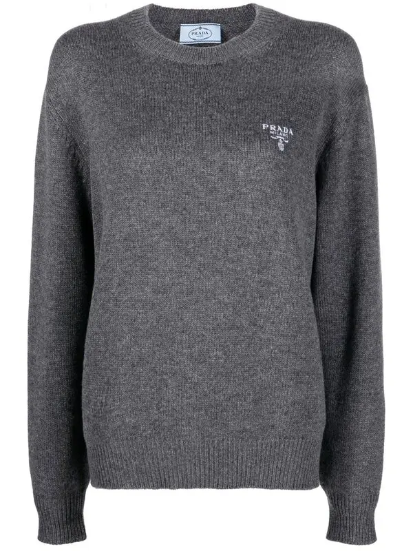 Prada Chest Logo Jumper - Grey