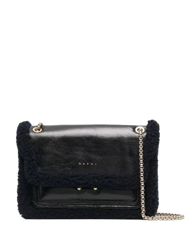 Marni Shearling-trim Shoulder Bag