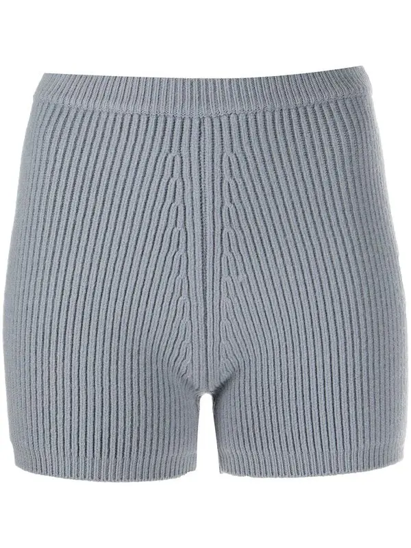 Alexander Wang Ribbed-knit Wool Shorts - Grey