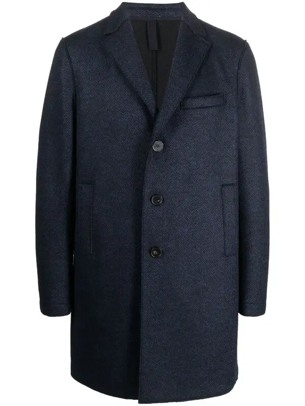 Harris Wharf London Single-breasted Overcoat - Blue
