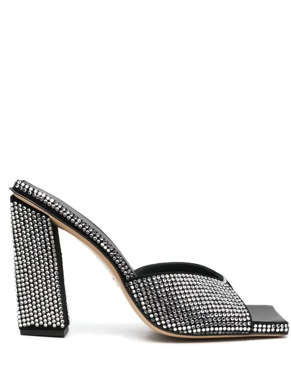GIABORGHINI 115mm Crystal-embellished Block Heels - Black