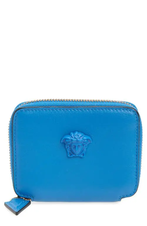 Buy Versace La Medusa Zip Around Leather Card Wallet - Blue Cobalt At ...